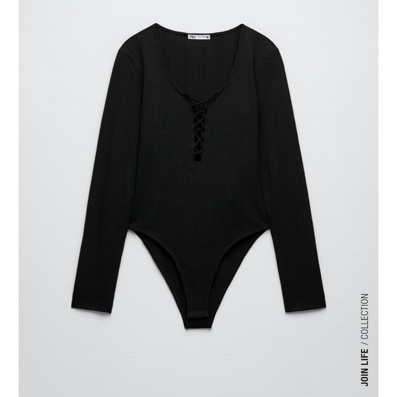 Zara | Tops | Zara Ribbed Bodysuit | Poshmark